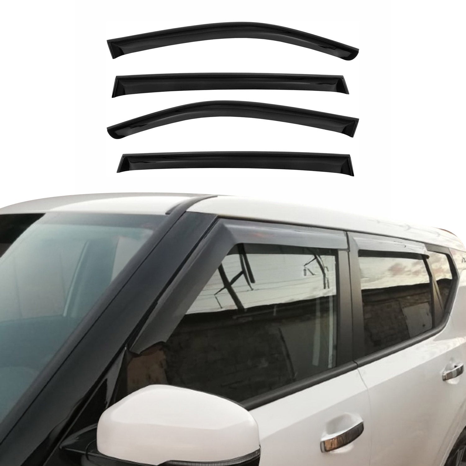2020-2025 Kia Soul 3.gen Window Visor Vent Rain Deflector 4Pcs Smoke ...