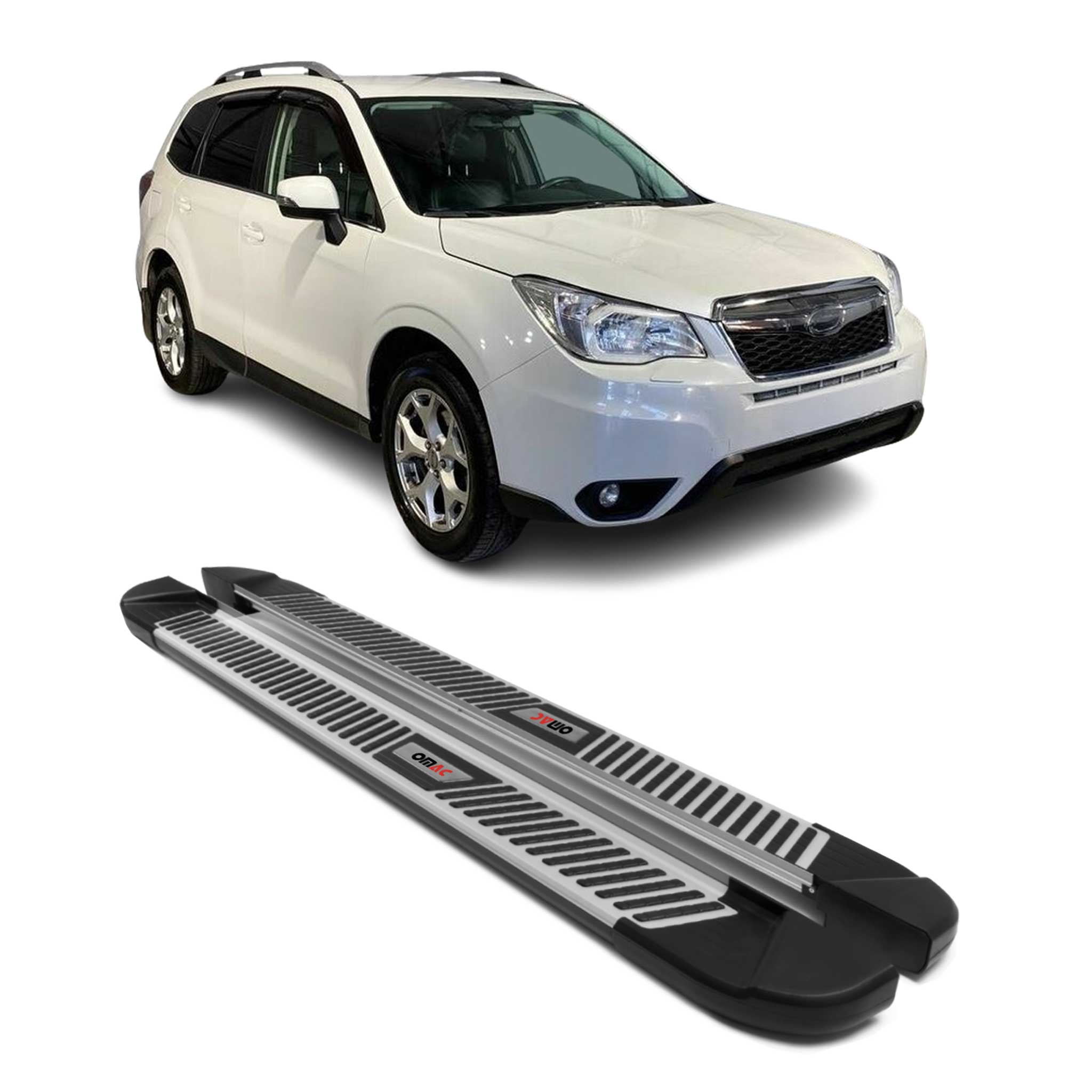 2014-2018 Subaru Forester Running Boards Side Steps Silver & Black ...