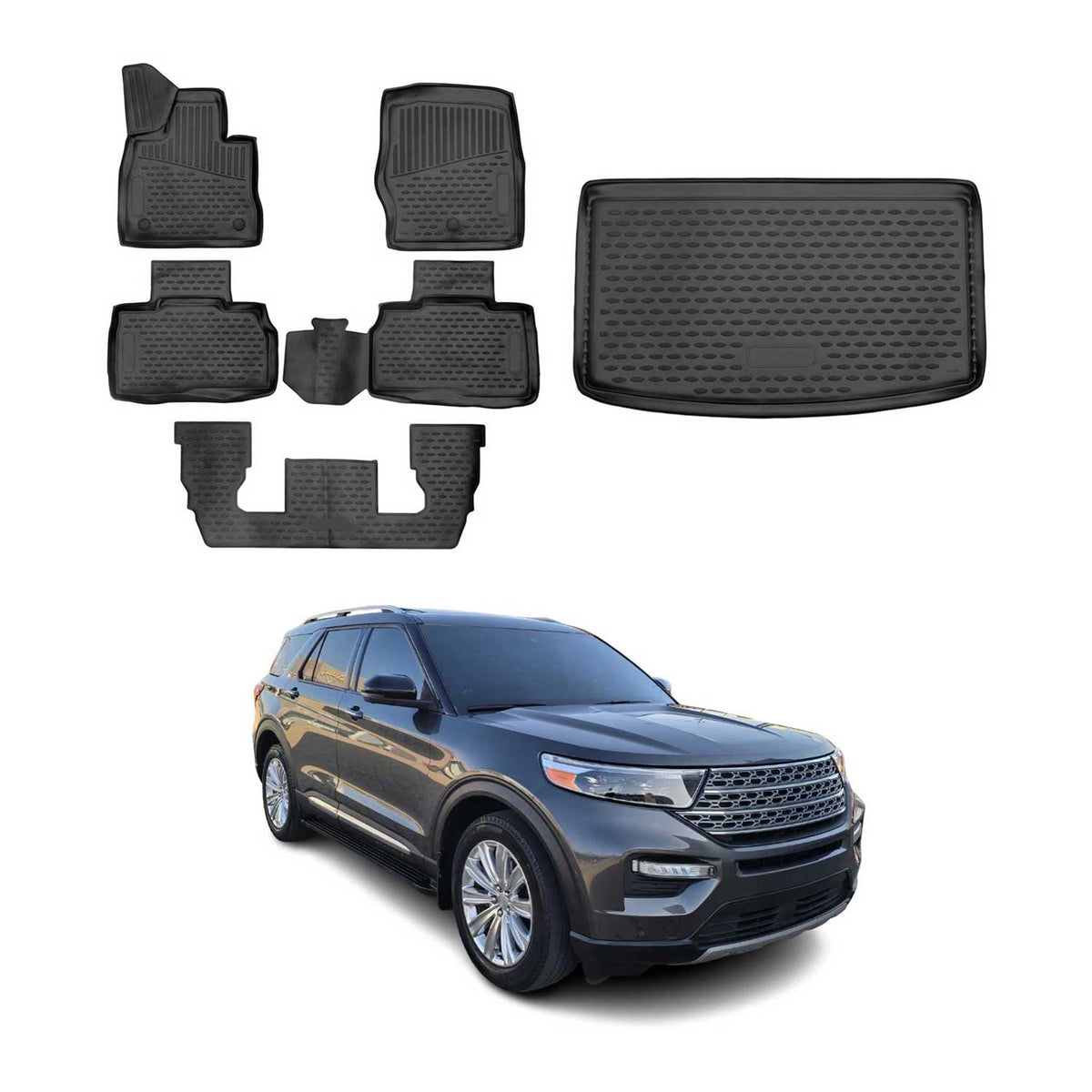 2020-2025 Ford Explorer Floor Mats & Cargo Liner Full Set All Weather ...