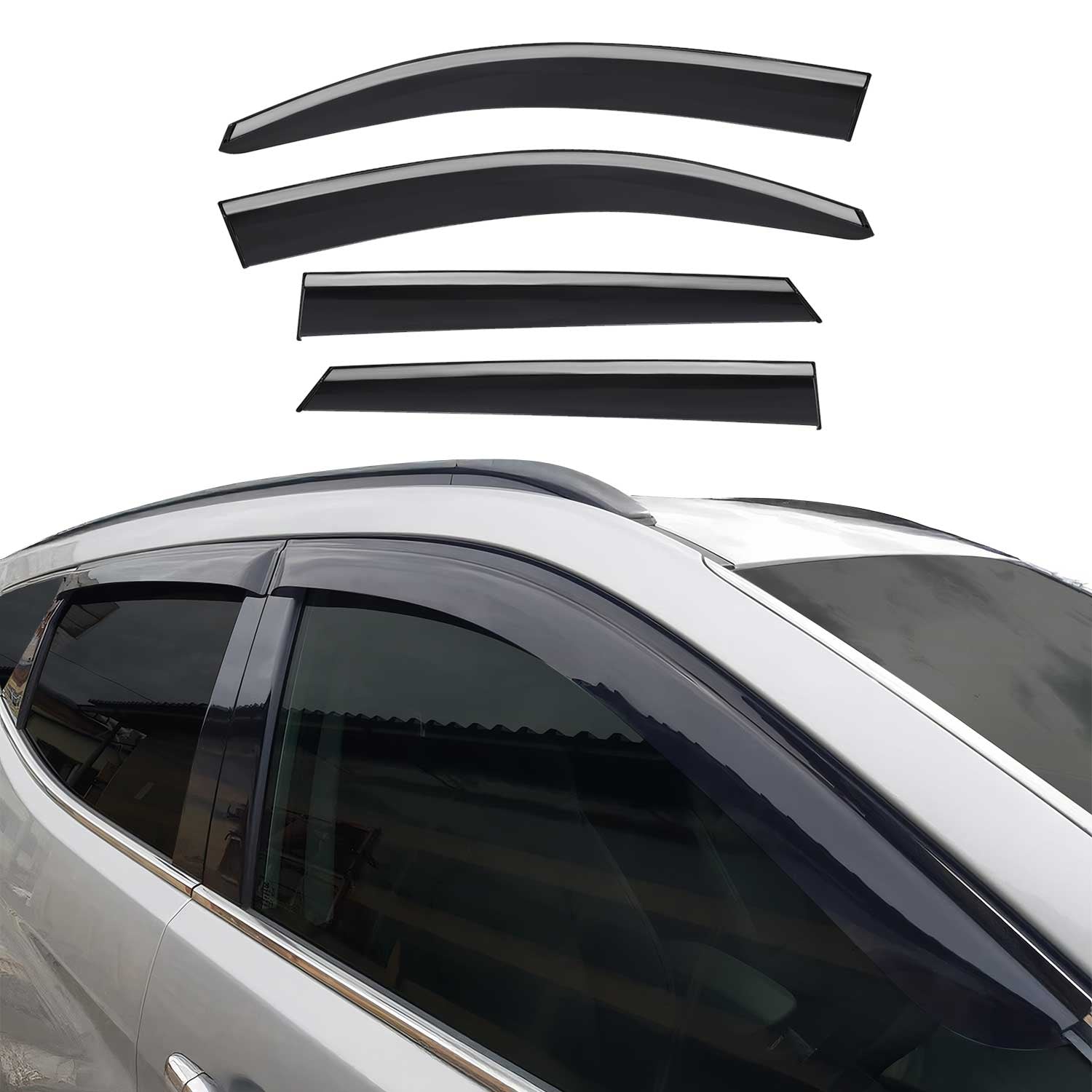 2016-2021 Hyundai Tucson Window Visor Vent Rain Deflector 4Pcs Smoke ...