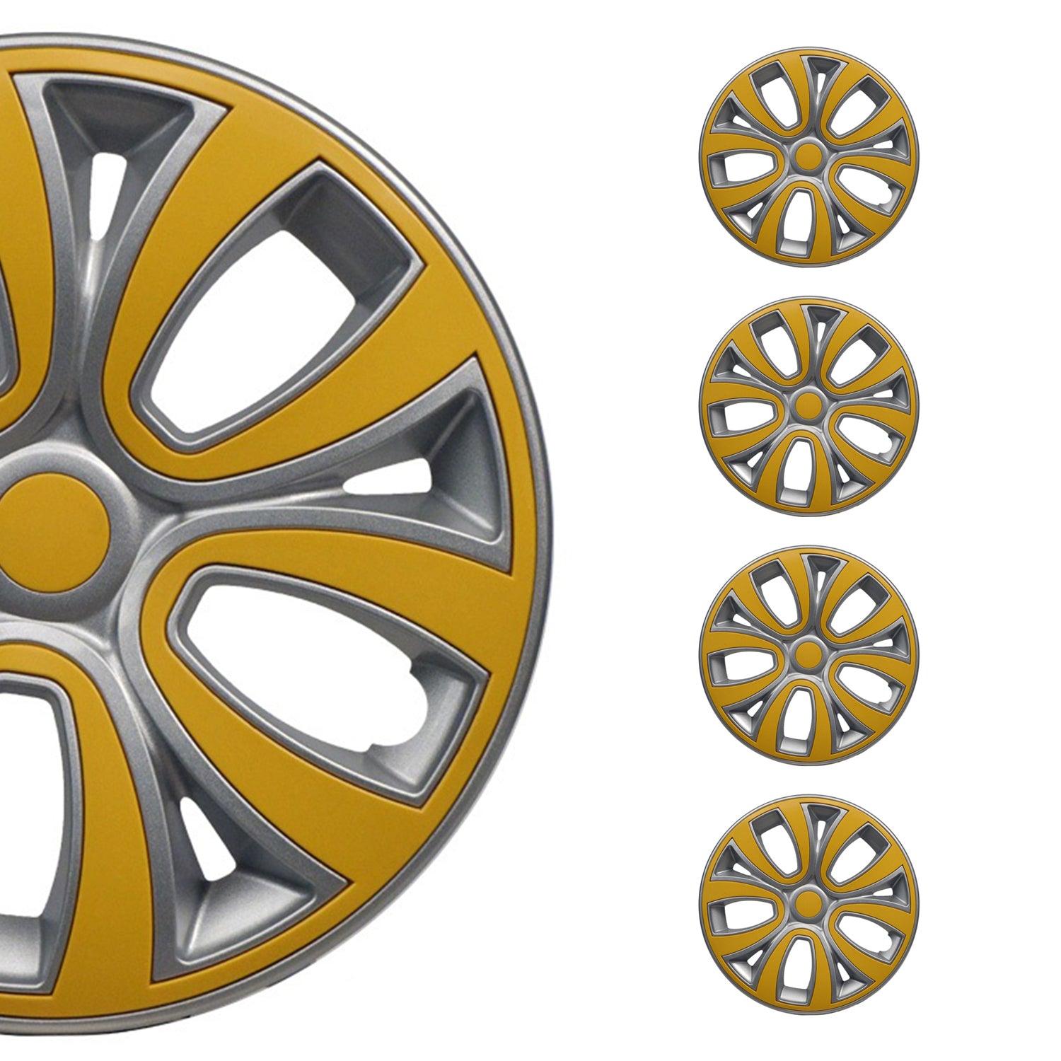 ColorFlex Hub Caps Wheel Cover 15" Gray & Yellow Full Set 4 pcs. – OMAC USA