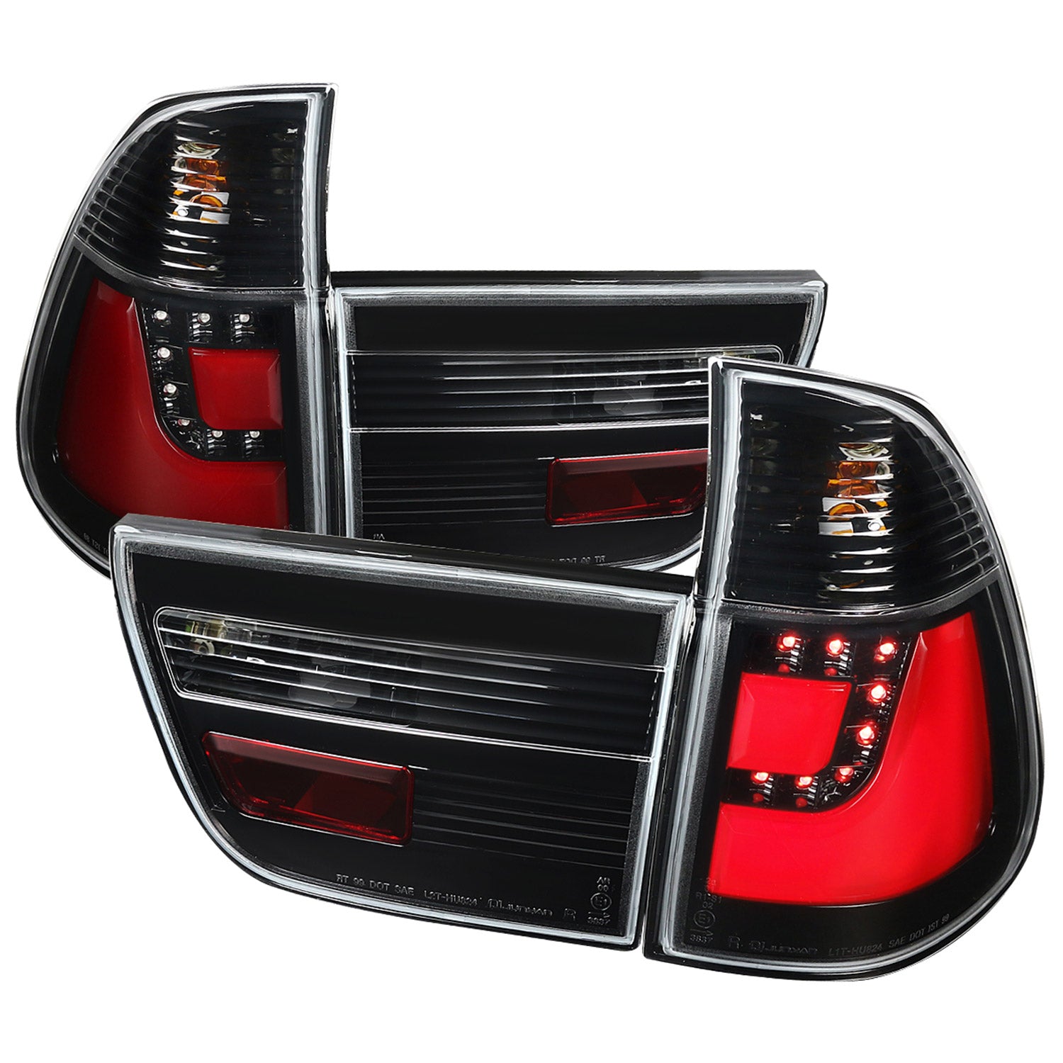 2000-2006 BMW E53 X5 LED Tail Lights Jet Black Housing/Clear Lens ...
