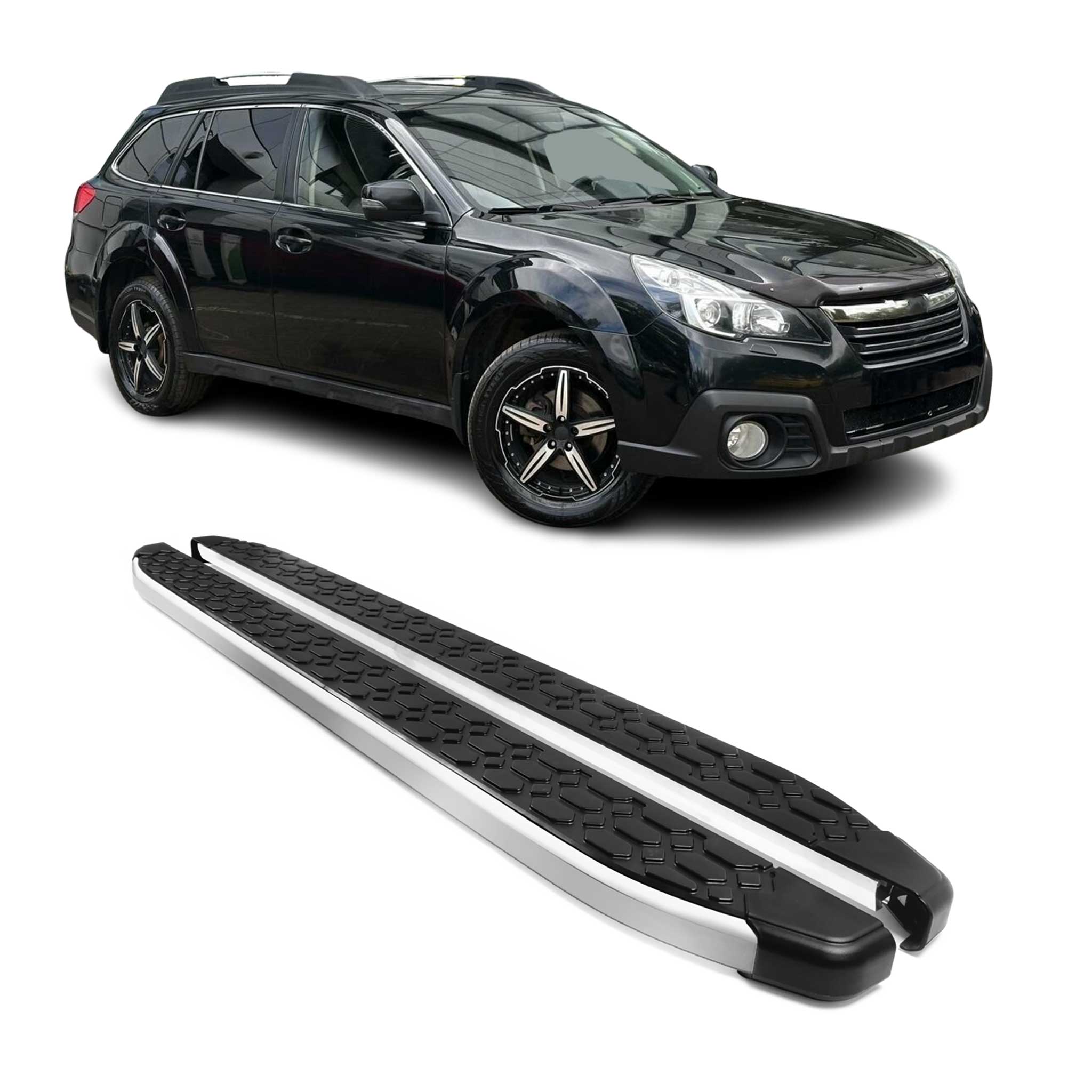 2010-2014 Subaru Outback Running Boards Side Steps Silver & Black ...