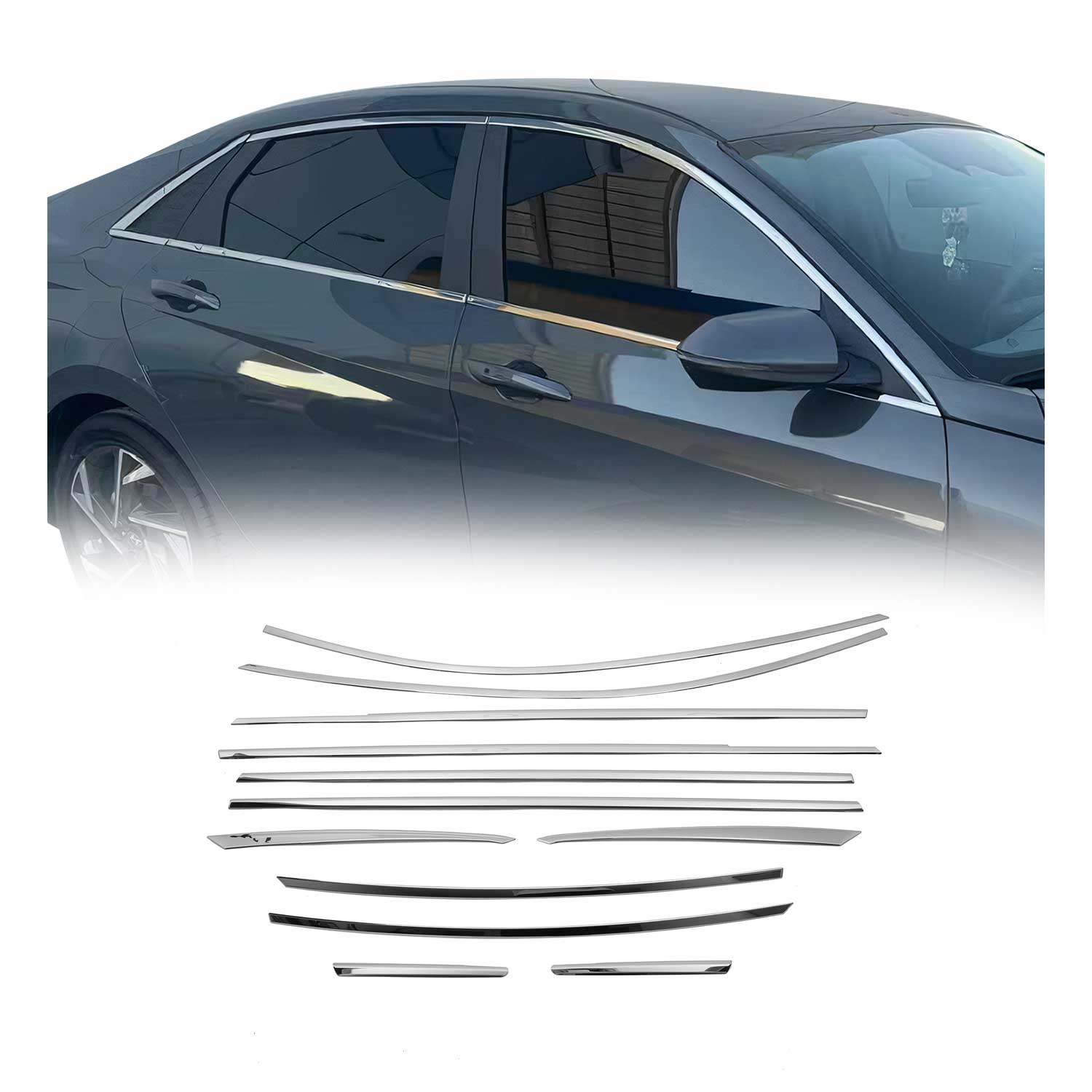 2021-2026 Hyundai Elantra SD Window Molding Trim Streamer Stainless St ...