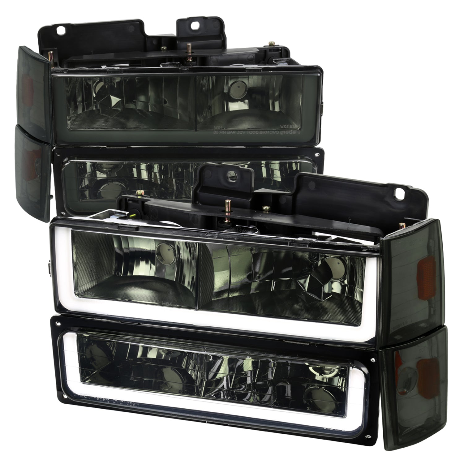 1988-1993 Chevy C10 C/K Sierra Tahoe LED Tube Factory Headlights Smoke ...