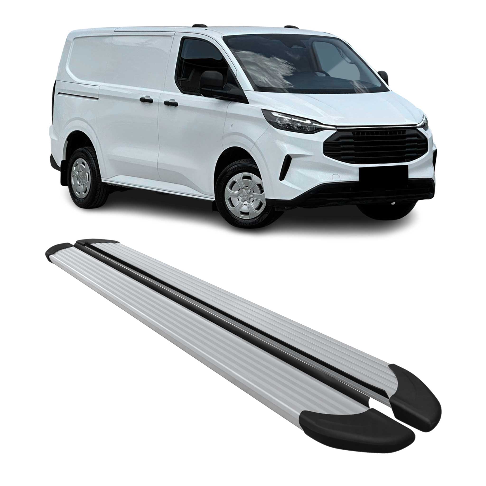 2023-2024 Ford Transit Running Boards Side Steps Silver L1 SWB – OMAC USA