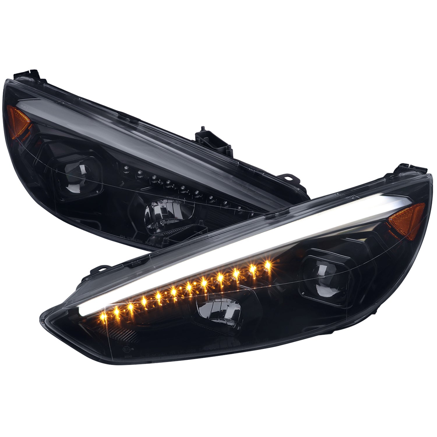 2015-2018 Ford Focus LED Sequential Signal Projector Headlights Black ...