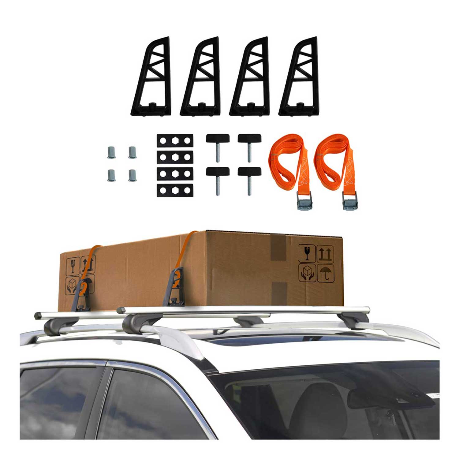 4x Load Stopper Lockable Cross Bar Roof Rack Load Limiter + 2 Pcs 118 ...