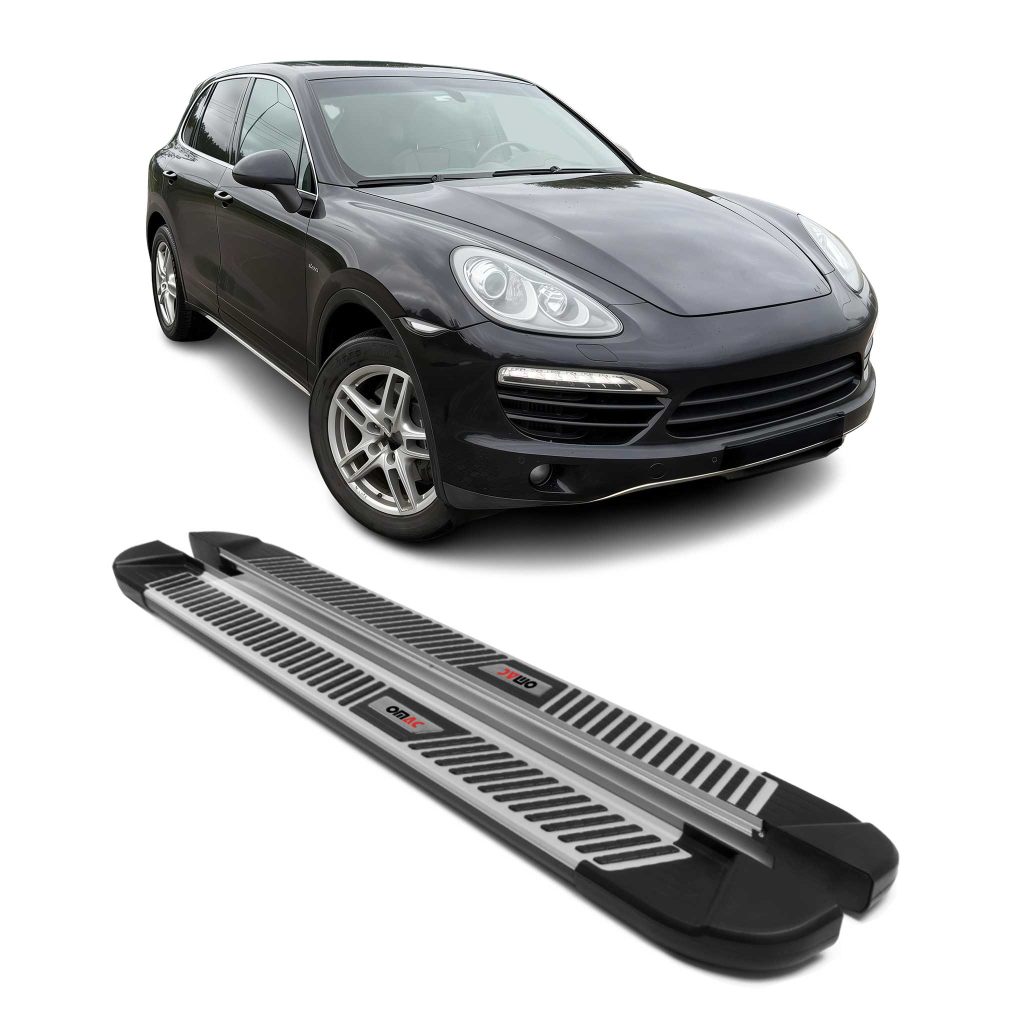 2011-2018 Porsche Cayenne Running Boards Side Steps Silver & Black ...