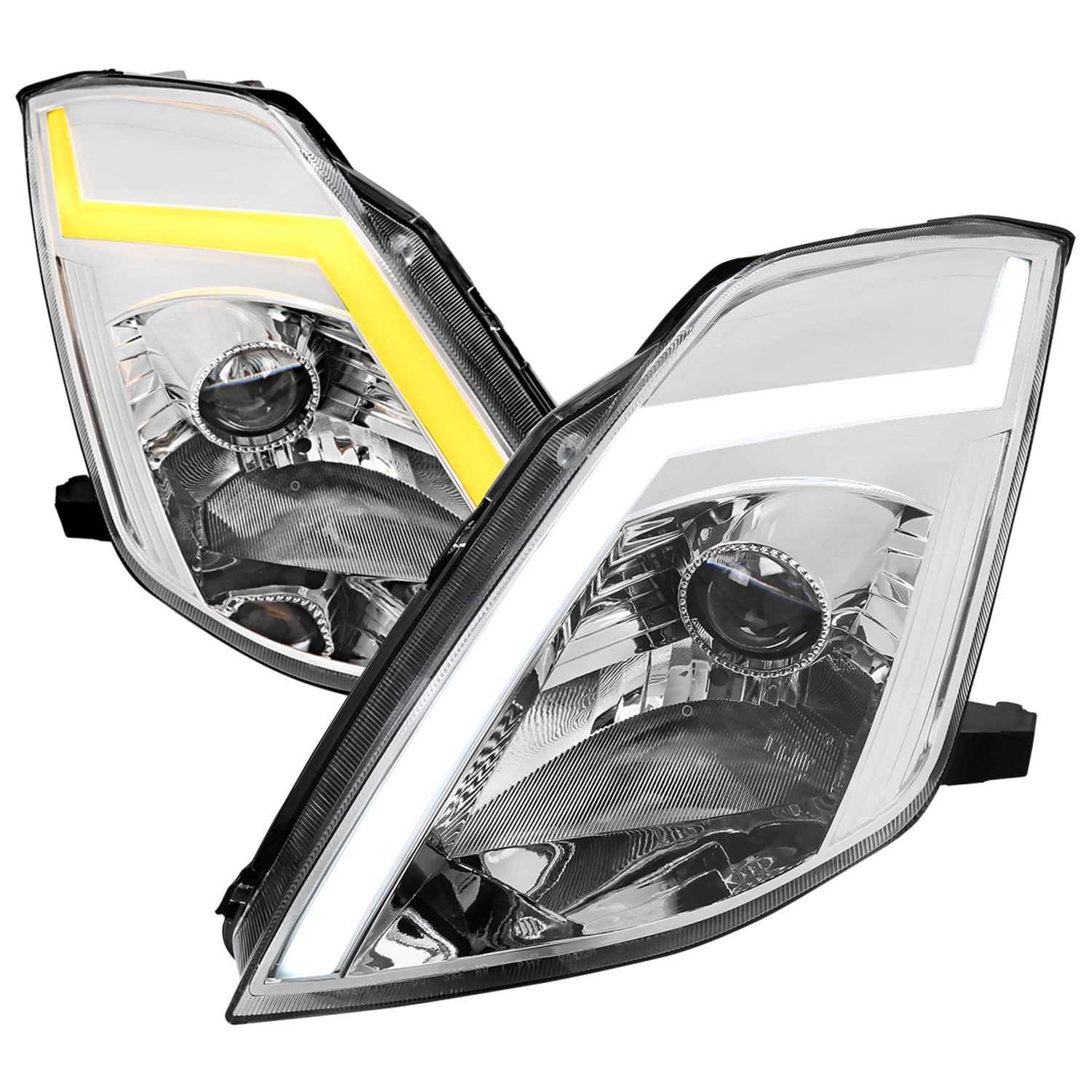 2003-2005 Nissan 350Z Signal Animated LED Bar Projector Headlights Chr ...