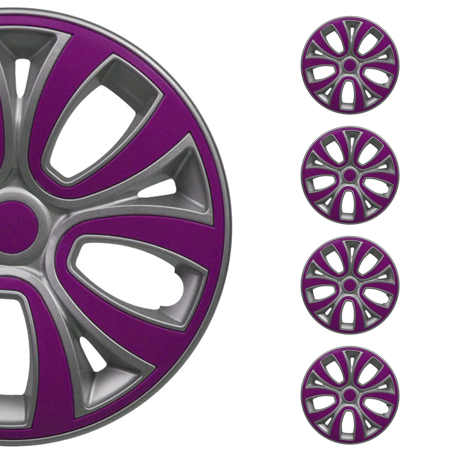 ColorFlex Hub Caps Wheel Cover 14" Gray & Violet Full Set 4 pcs. – OMAC USA
