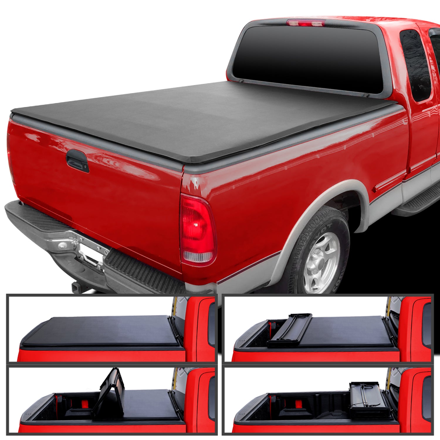 1997-2004 Ford F-150 Styleside 6'6" Standard Bed Soft Quad-Fold Tonnea ...