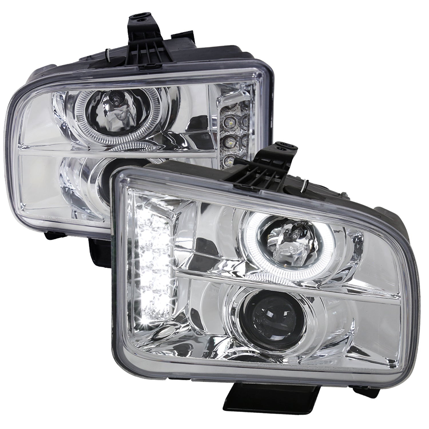 2005-2009 Ford Mustang Halo Projector Headlights LED Light Strip Chrom ...